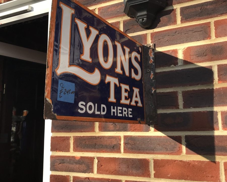 Lyons Tea, Sold Here, double sided enamel advertising sign - Vintage ...